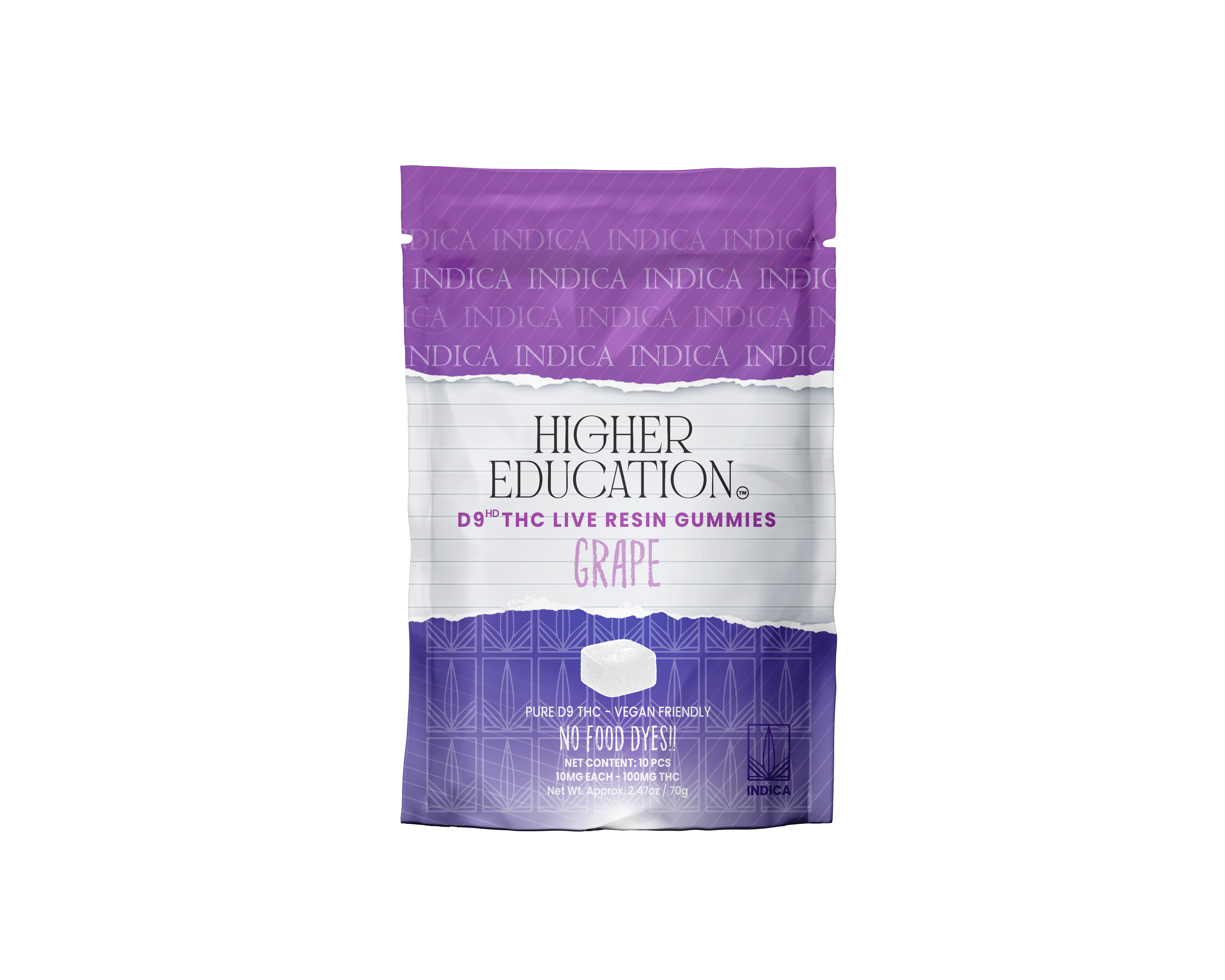 Higher Education 100mg D9 Live Resin Gummies 10mg/ea Grape (Indica ...